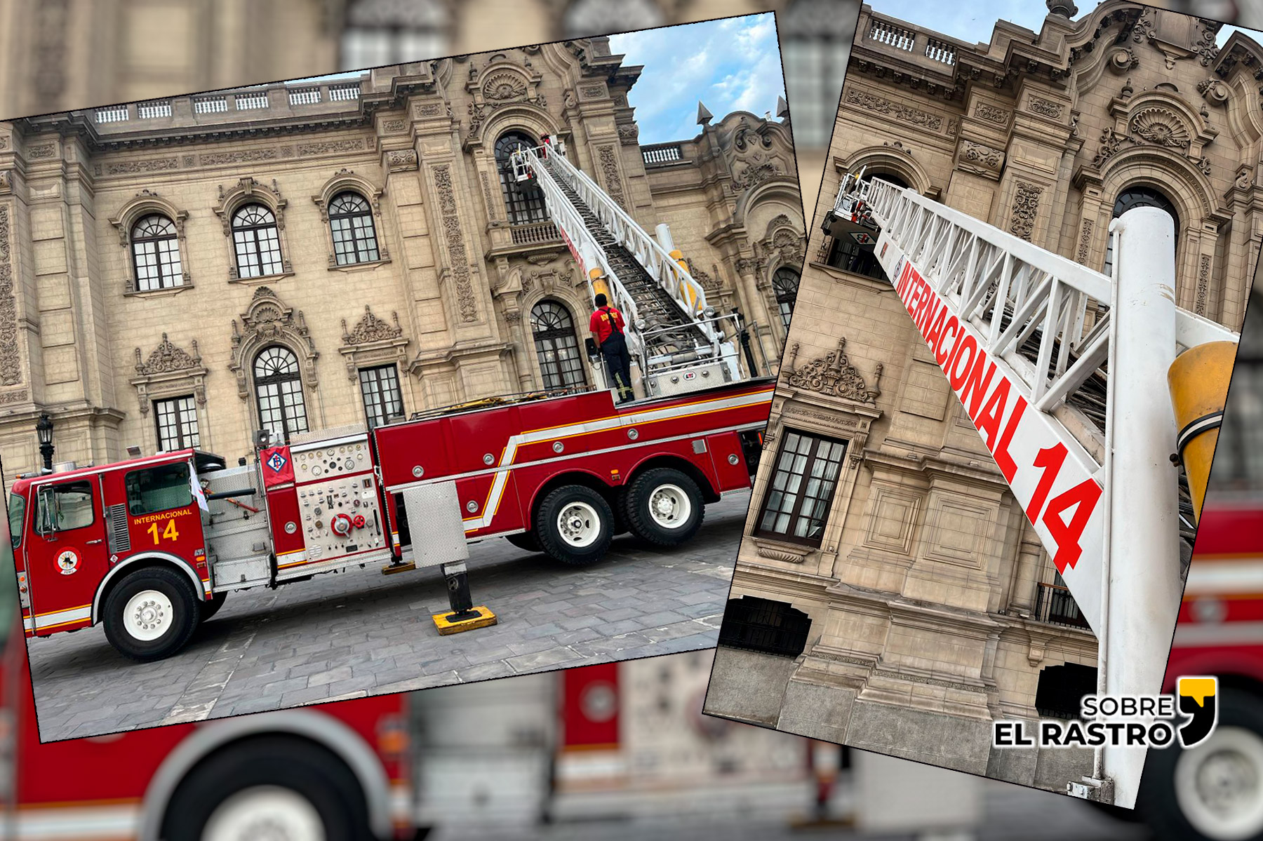 Usan vehículo de los Bomberos para limpiar las ventanas de Palacio de ...